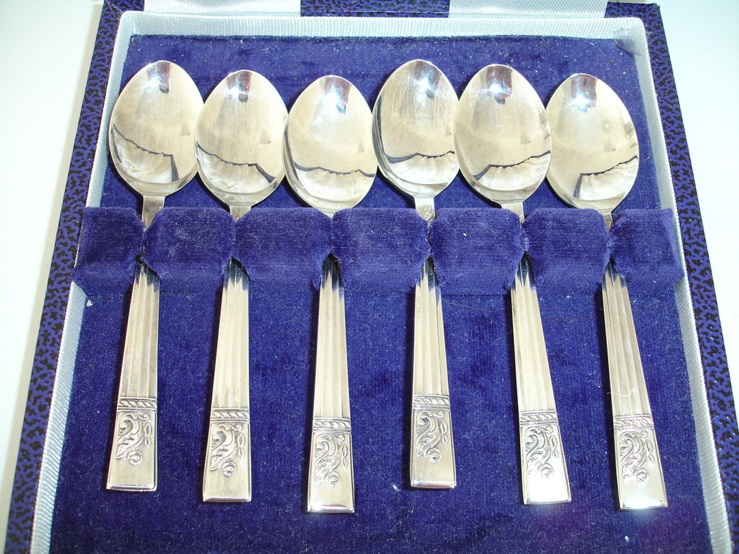 Silver Plated Demitasse Tea Coffee Spoons Set of 6 Boxed Flatware ...