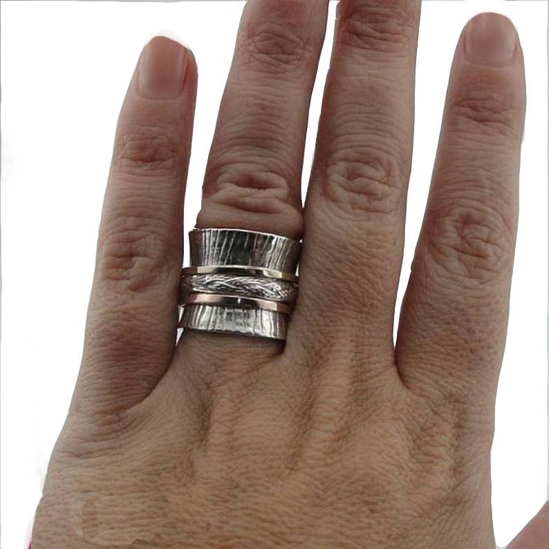 Wide Sterling Silver Ring Decorated With Marked Lines and - Etsy