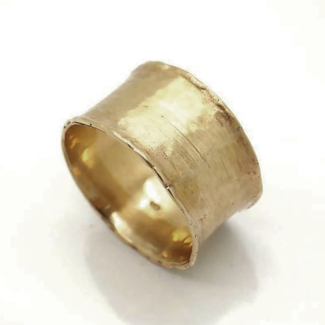 Handgefertigter Massiver Gelbgoldring, Breiter Goldring, Unisex ...