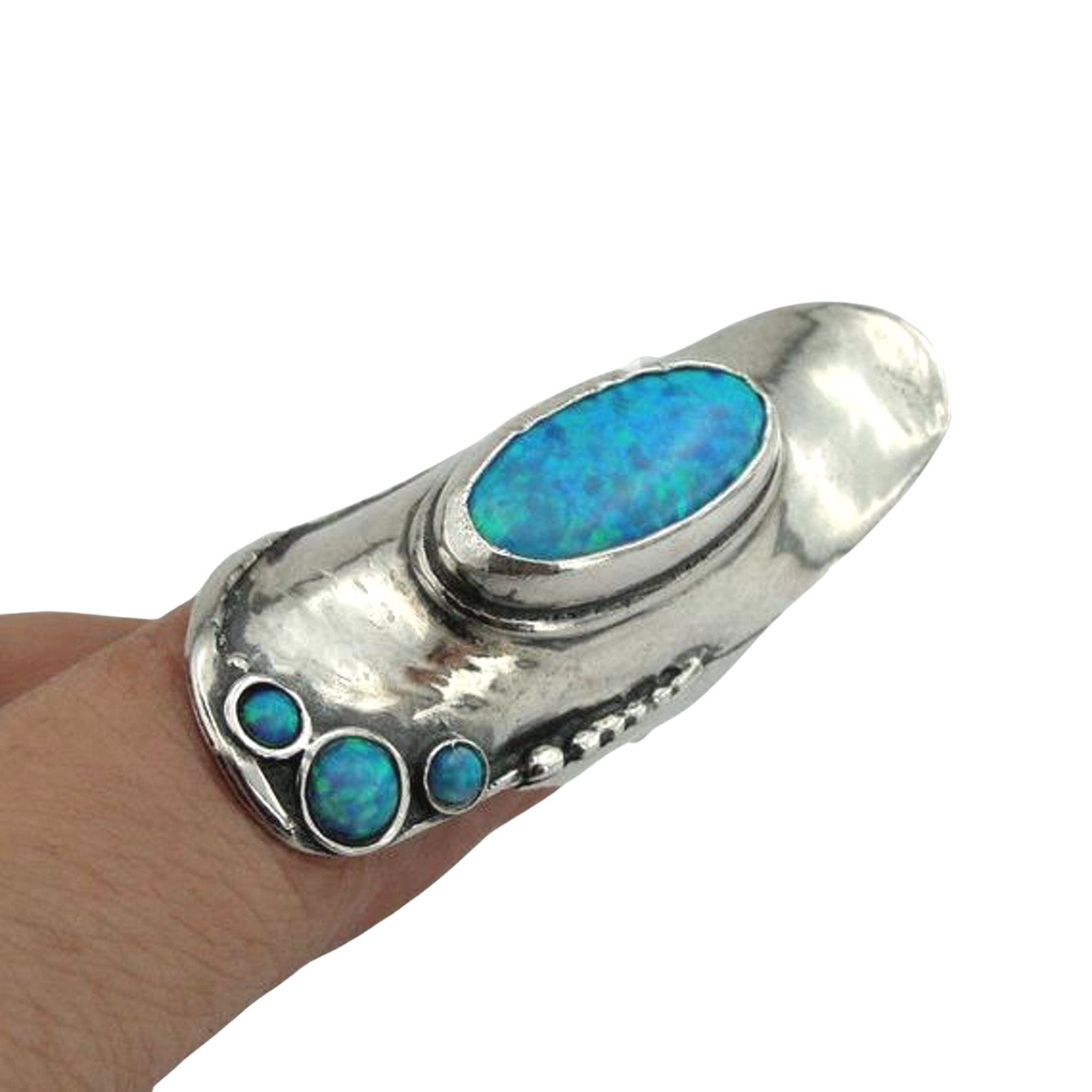 Bold Solid Silver Blue Opal Ring 925 Sterling Silver Opal - Etsy