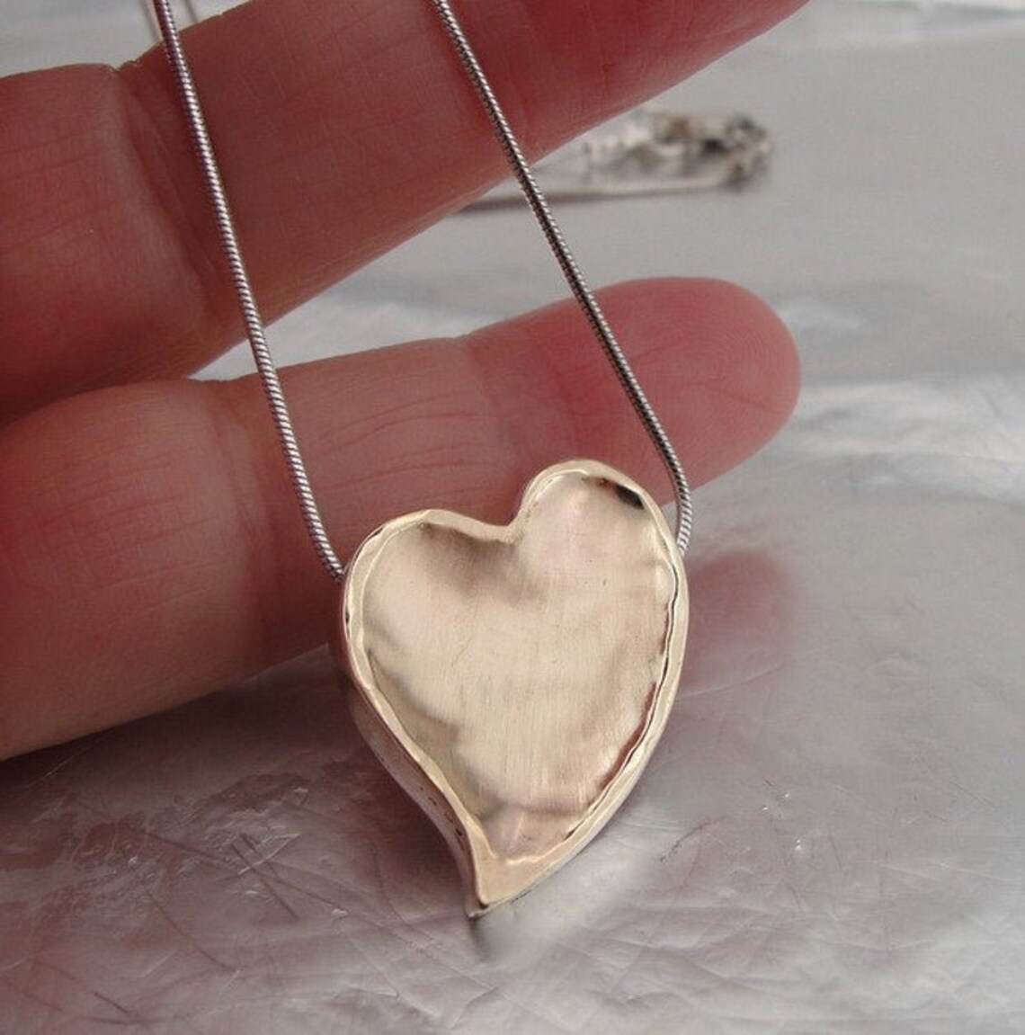 Solid Sterling Silver Heart Shape Pendant With a Sterling - Etsy