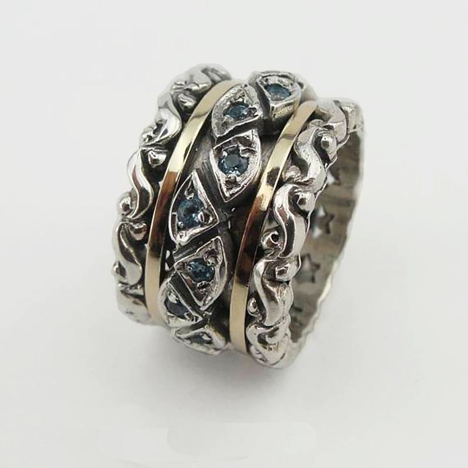 Wide and Chunky Swivel Ring Made of Sterling Silver Yellow - Etsy