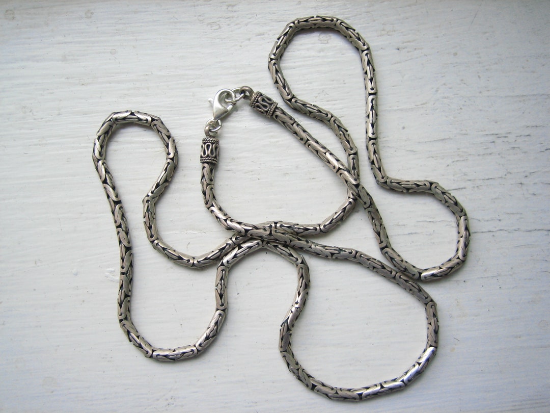 Vintage Heavy Sterling Silver Byzantine Rope Chain, 27 Inch Thick Chain ...