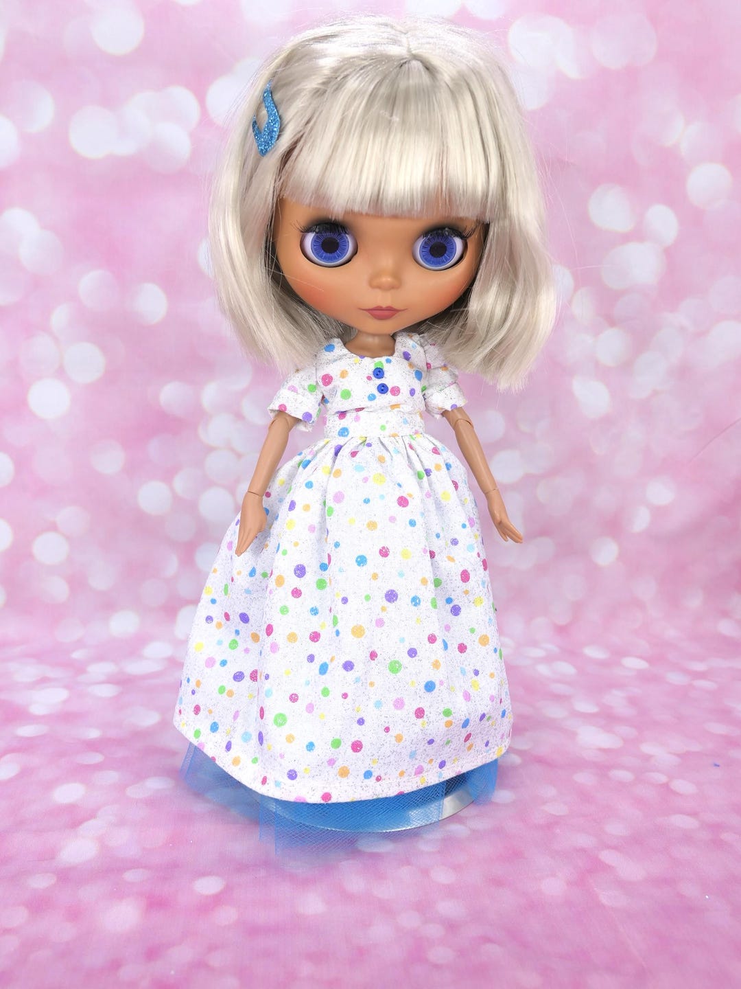 Rainbow Color Spotted Gown With Blue Tulle Doll Clothes for 11 to 12 ...