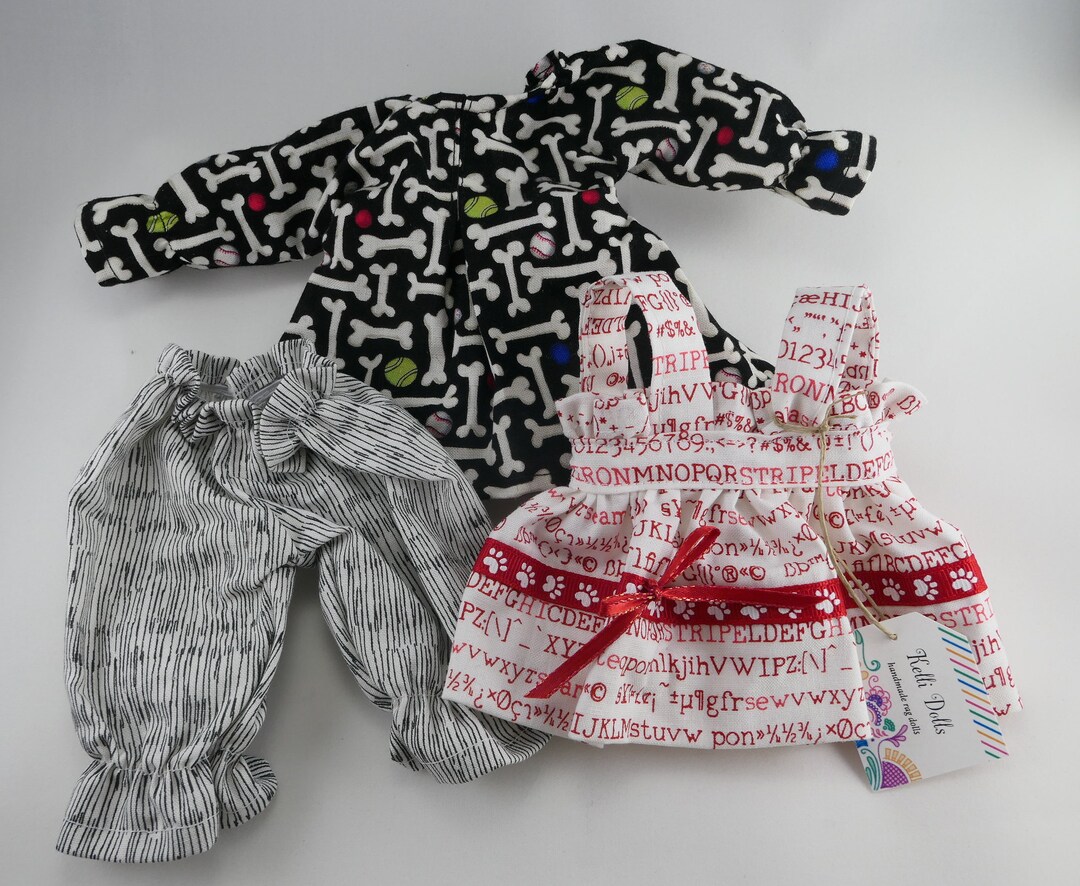 Raggedy Ann Doll Clothes for Rag Doll Outfit Set With Dog Bone Print ...