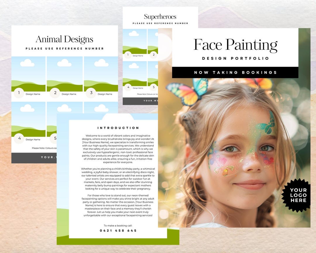 Face Painting Business Template Face Painter Design Portfolio Editable ...