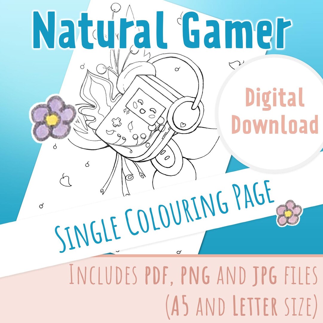 Retro Gaming Colouring Page | Natural Gamer Printable Gift | Nostalgic ...
