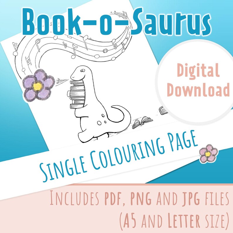 Dinosaur Colouring Page | Book-o-saurus Printable | Brontosaurus With ...