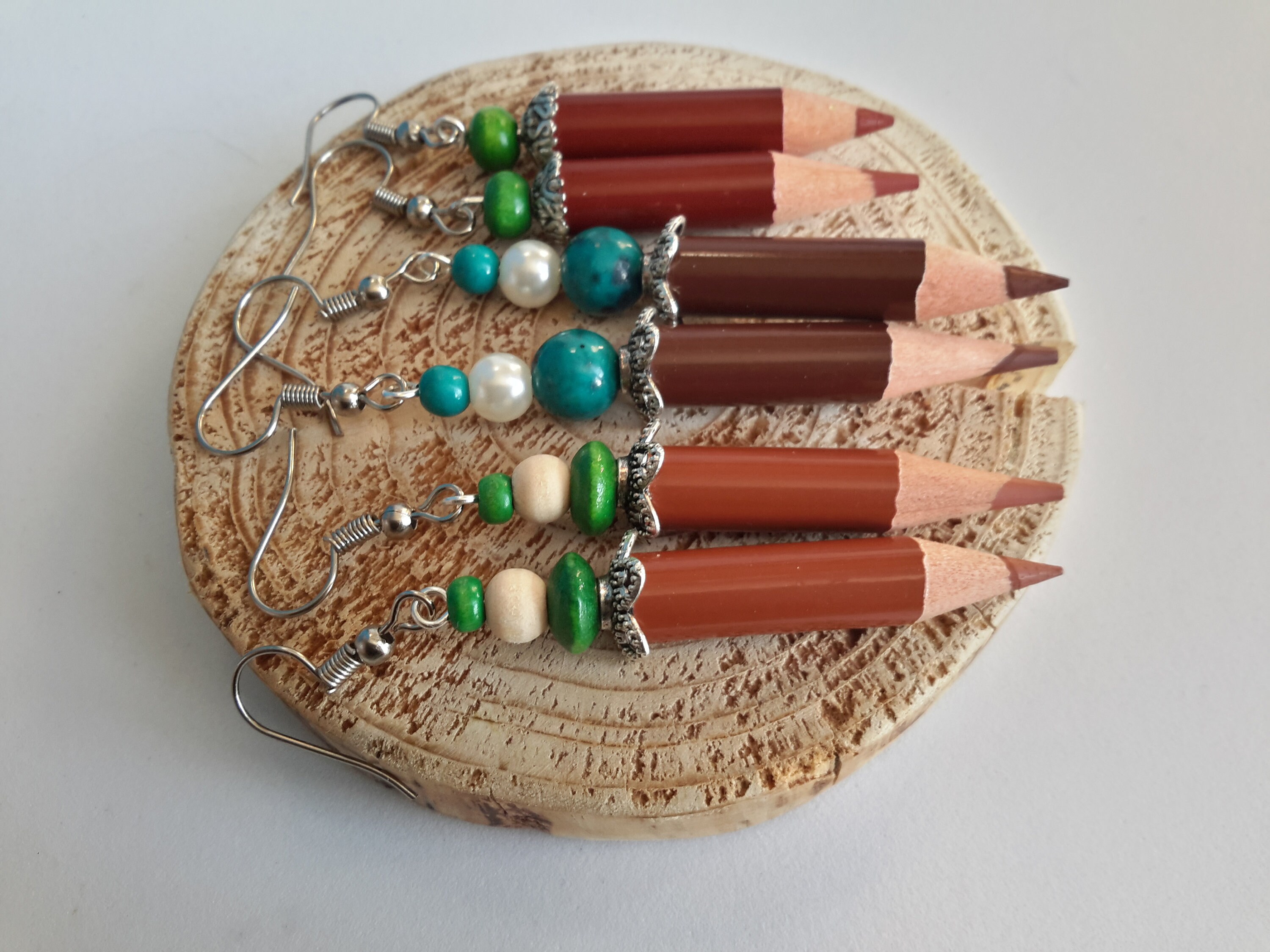 Brown Colored Pencil Earrings Part 4 - Etsy