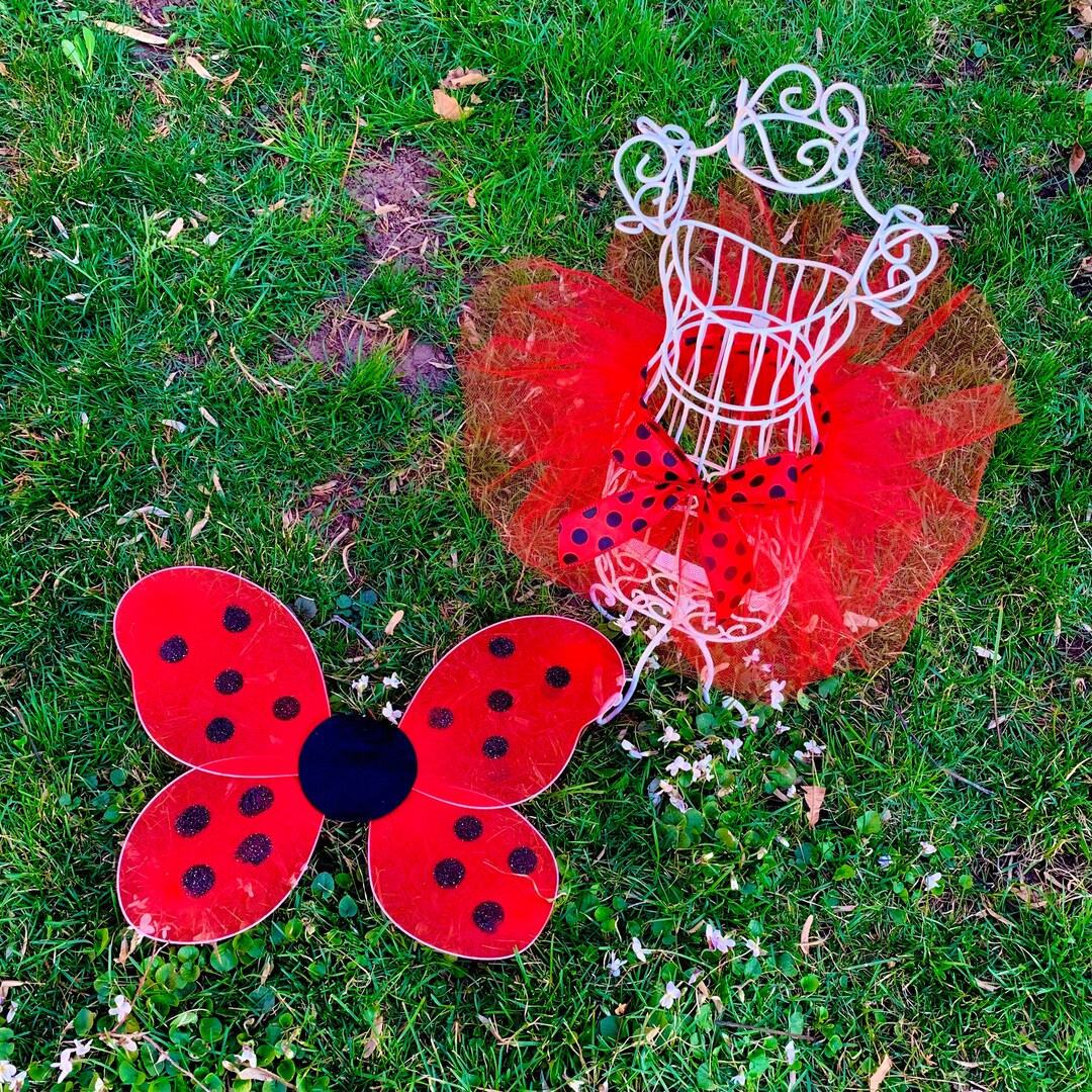 Ladybug Tutu Outfit Wings Costume Halloween Toddler Kids Little Girls ...