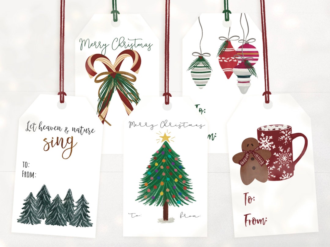 Christmas Gift Tags, Printable Christmas Package Tags, Party Favor Tags ...