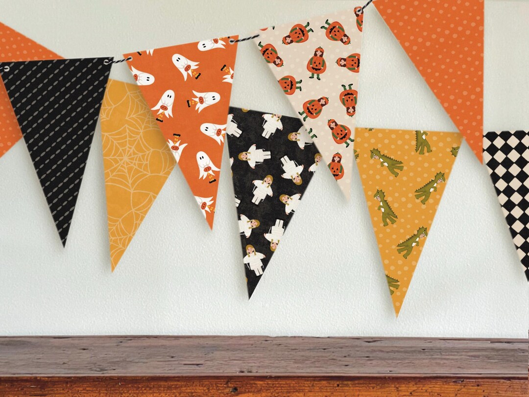 Printable Halloween Pennant Banner | Hand-drawn Vintage Cottagecore ...