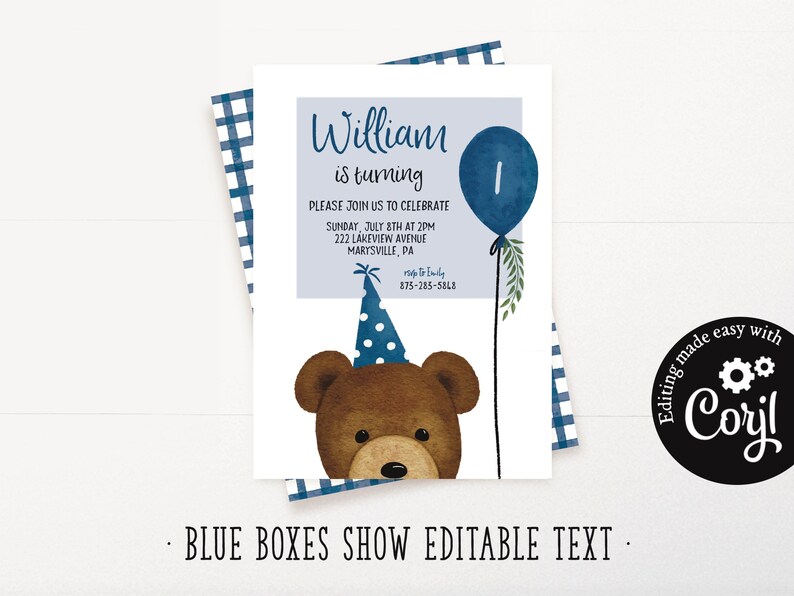 Teddy Bear Balloon 1st Birthday Beary First Birthday Boy - Etsy