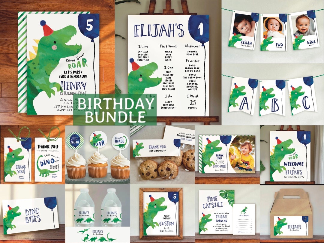 Editable Dinosaur Birthday Party Bundle |dino Birthday | Printable ...
