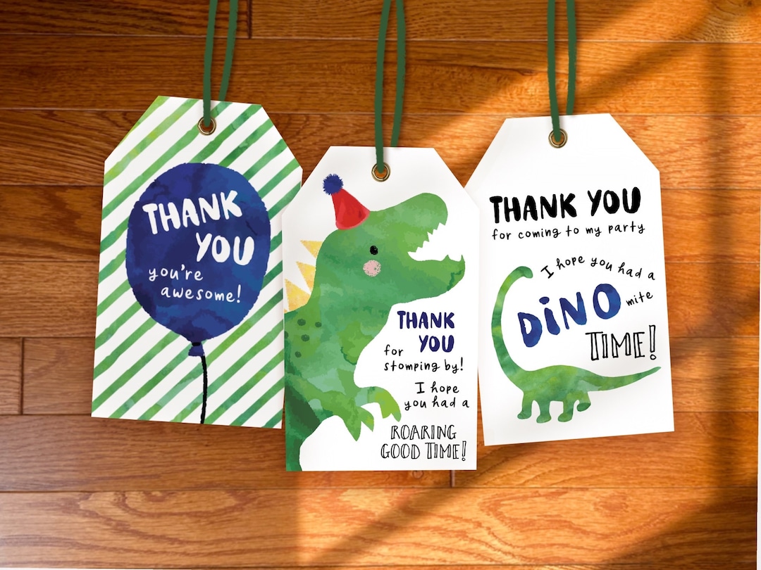 Dinosaur Thank You Tags | Birthday Party Gift Tags | Dino Birthday | T ...