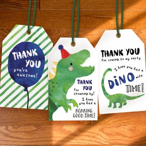 Dinosaur Thank You Tags | Birthday Party Gift Tags | Dino Birthday | T ...