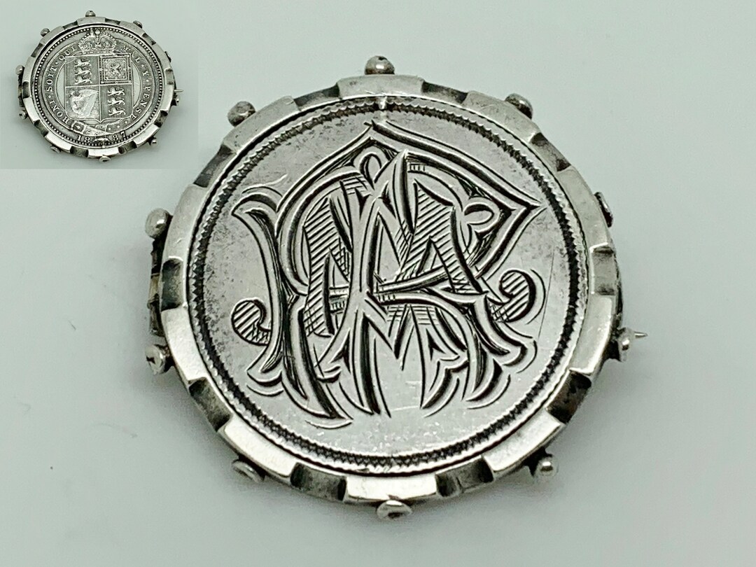 Antique Victorian Sterling Silver Love Token 1887 Shilling Coin Spinner ...