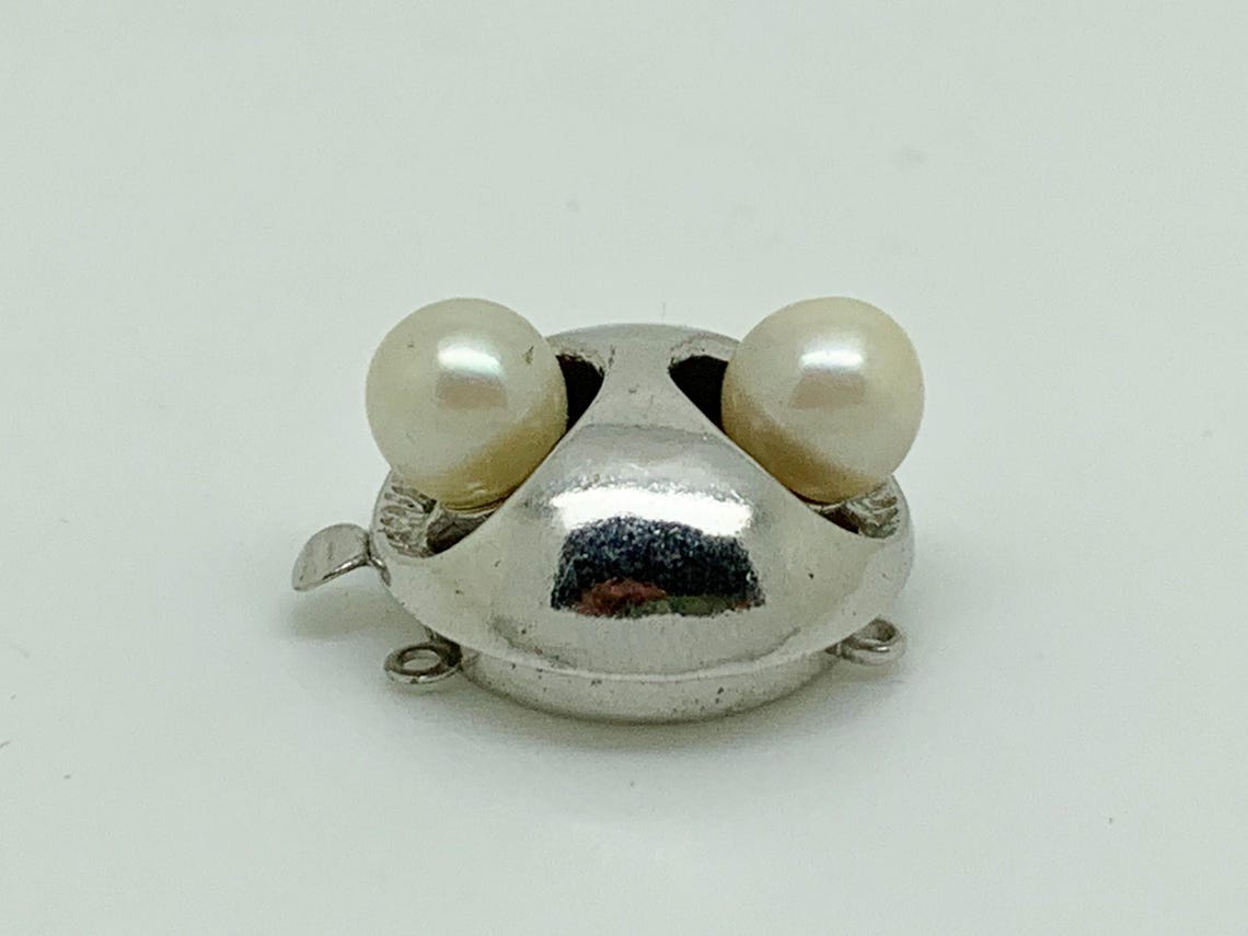 Vintage 835 Silver Faux Pearl Large Round Clasp - Necklace/bracelet - Etsy