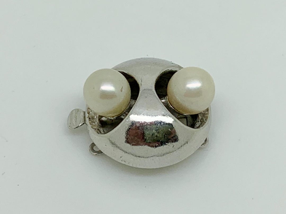 Vintage 835 Silver Faux Pearl Large Round Clasp - Necklace/bracelet - Etsy