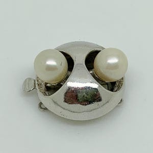 Vintage 835 Silver Faux Pearl Large Round Clasp - Necklace/bracelet - Etsy
