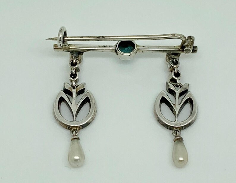 Antique Belle Epoque Sterling Silver Turquoise, Pearl & Paste Ornate ...