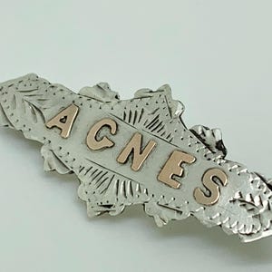 Antique 1915 English Sterling Silver & Rose Gold AGNES Name Sweetheart ...