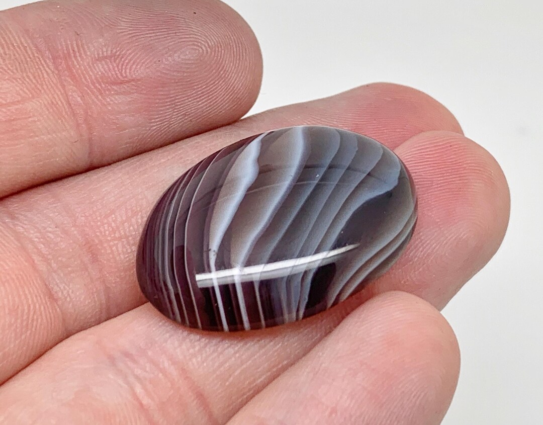 Antique Scottish Banded Agate Gemstone Loose Oval Cabochon 30 X 27mm 27 ...