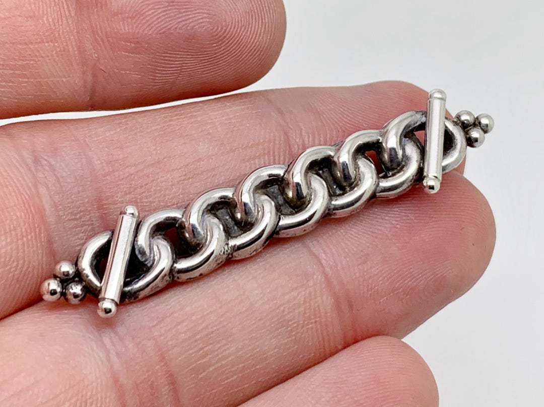 Antique Victorian Sterling Silver Curb Chain Design Suffragette Brooch ...