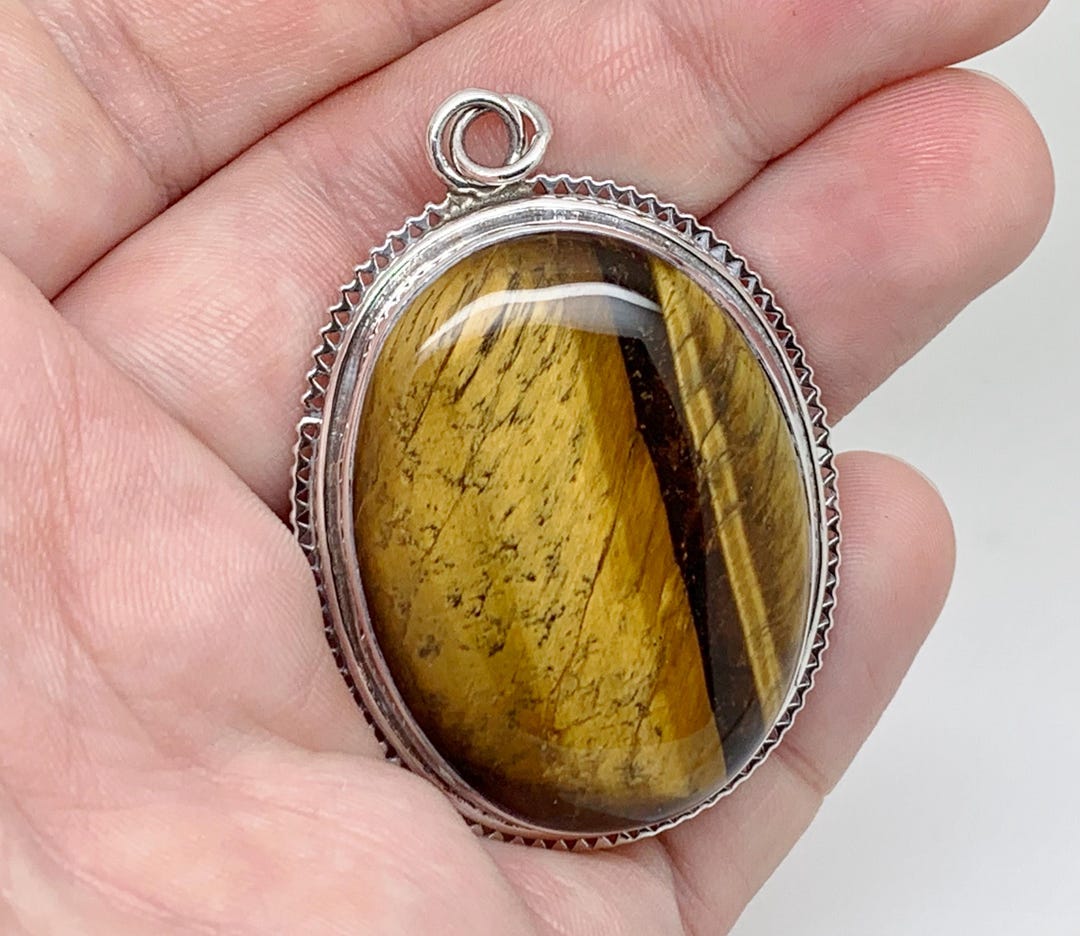 WH Studio Vintage 1979 Sterling Silver Tigers Eye Cabochon Statement ...