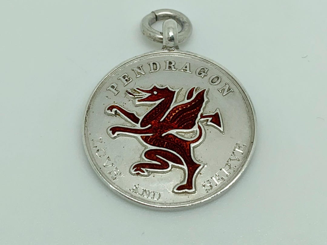 Vintage Sterling Silver Enamel Pendragon Welsh Dragon May Queen 1932 ...