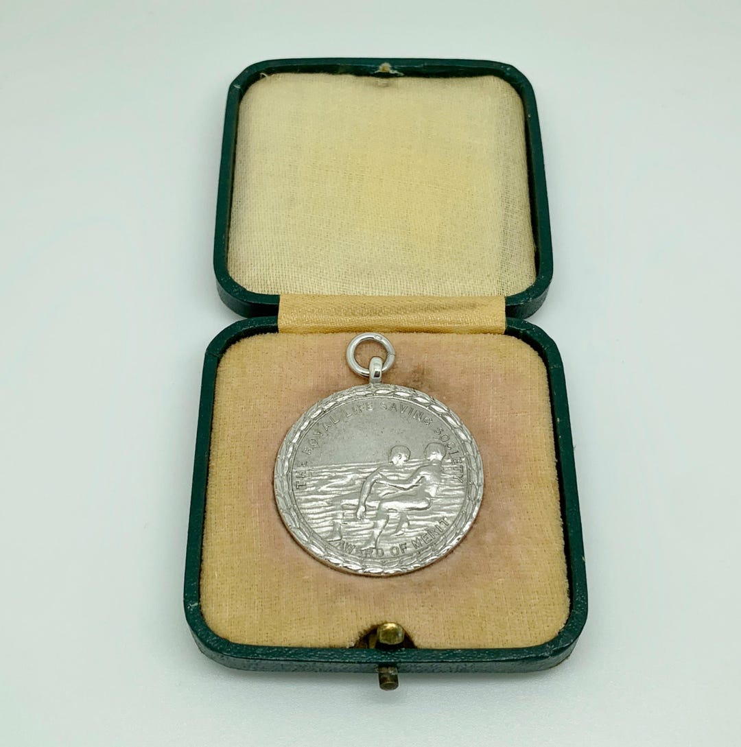 1933 Sterling Silver Royal Life Saving Society Medal Watch Fob in Box A ...