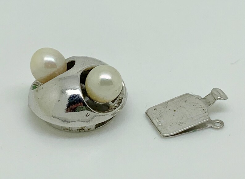 Vintage 835 Silver Faux Pearl Large Round Clasp - Necklace/bracelet - Etsy