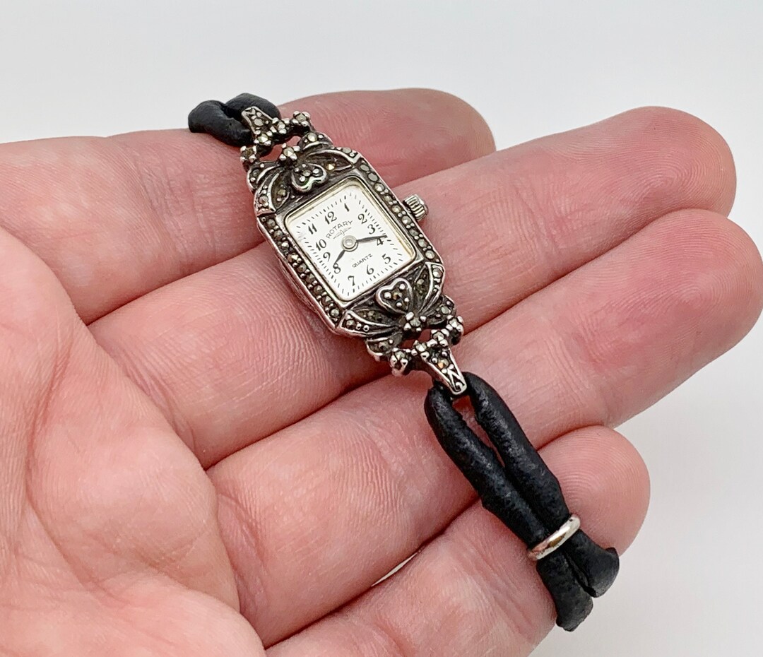 ROTARY Sterling Silver Marcasite Art Deco Style Wristwatch Working 6.25 ...