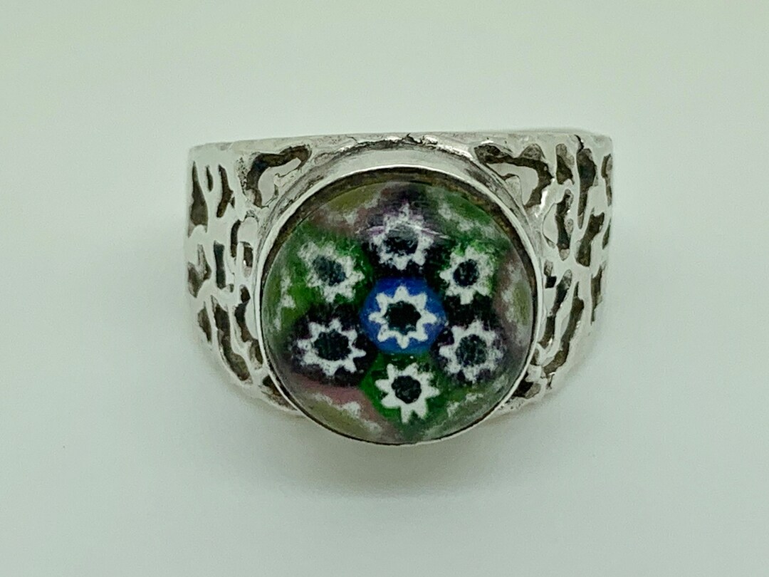 Vintage 1976 Sterling Silver Caithness Paperweight Millefiori Glass ...