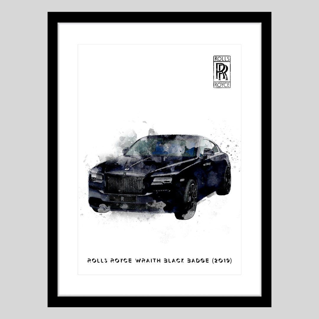 Rolls Royce Wraith BLACK BADGE 2019 A3 Watercolour Wall Art Print Home ...