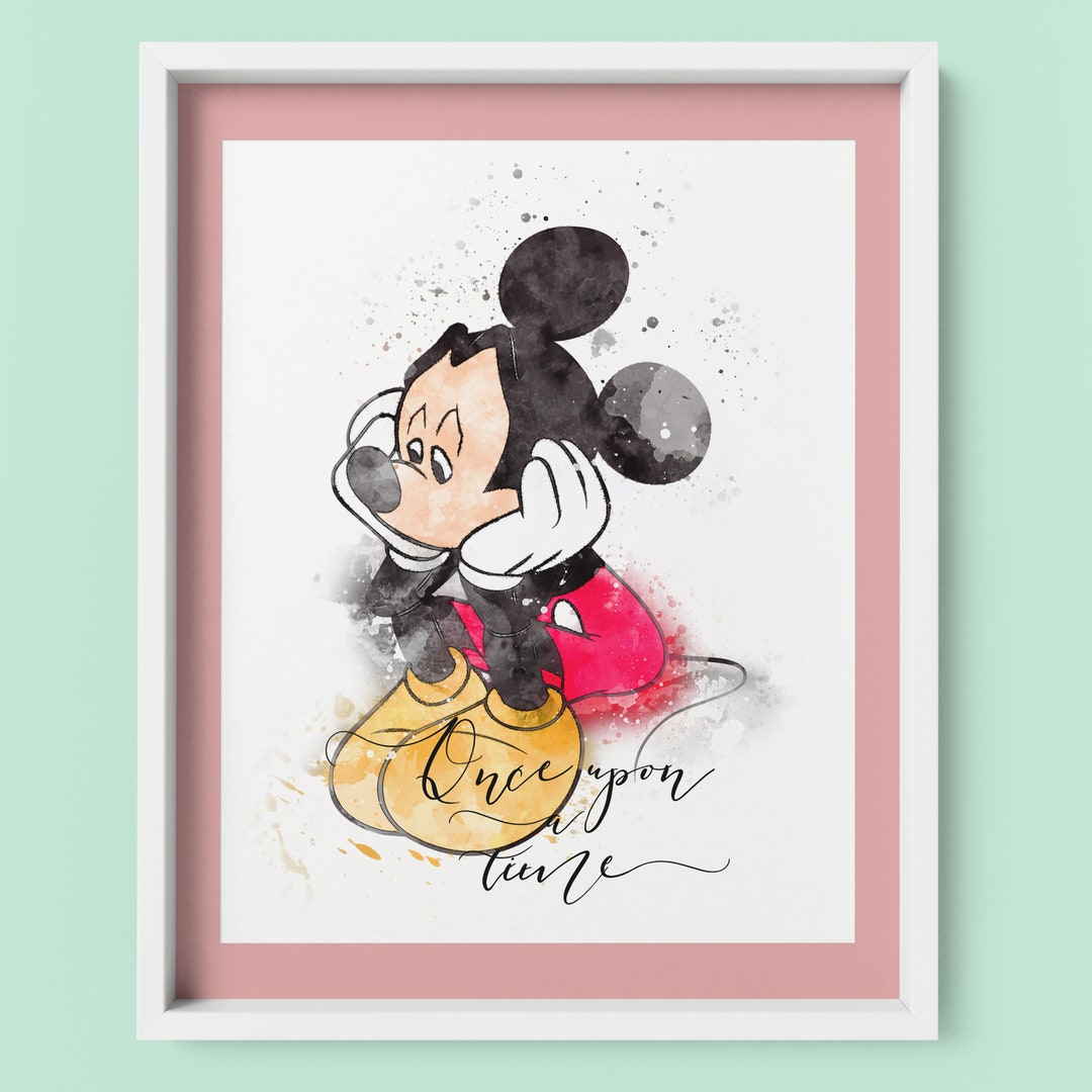 Mickey Mouse 4 Cartoon A3 Watercolour Wall Art Print Home or Office ...