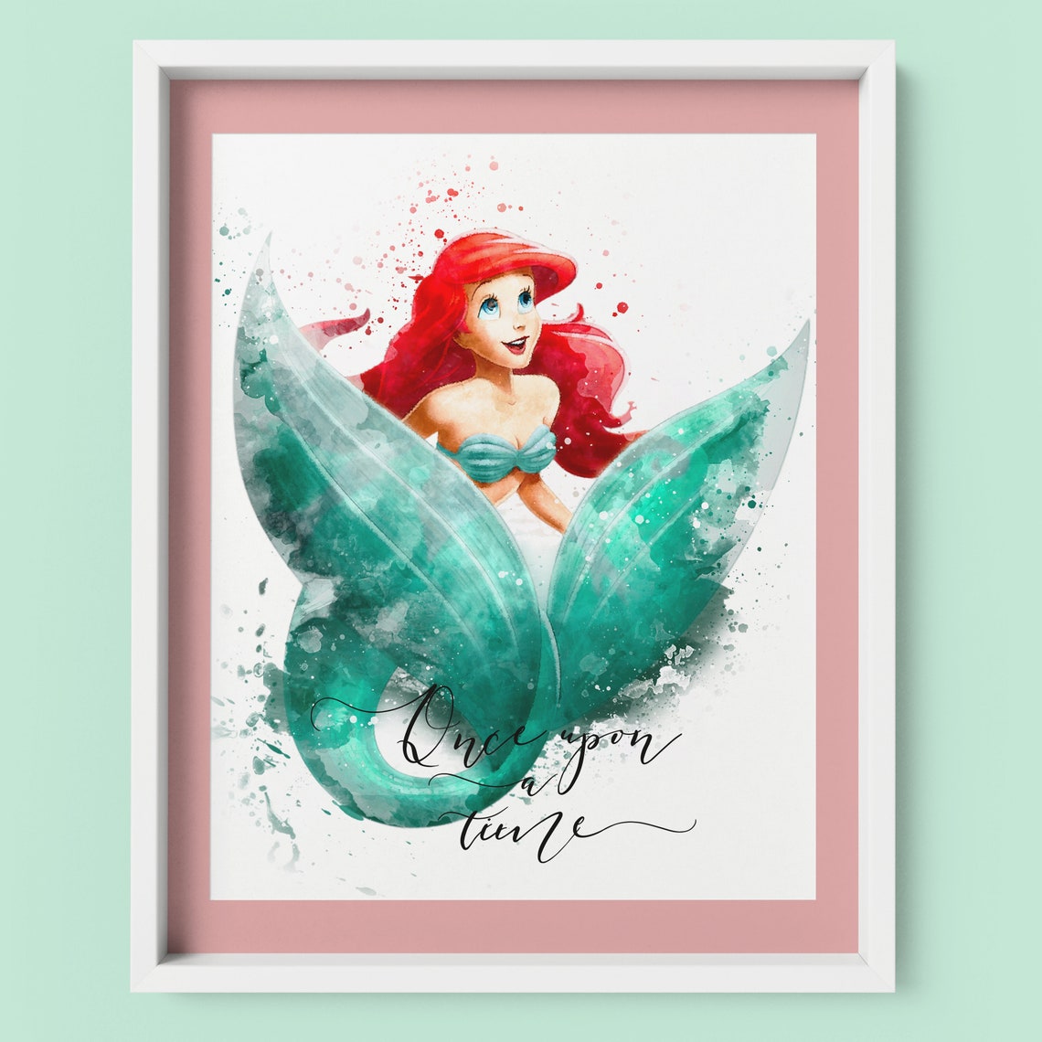 Ariel 5 La Sirenita Dibujos Animados A3 Acuarela pared arte - Etsy España