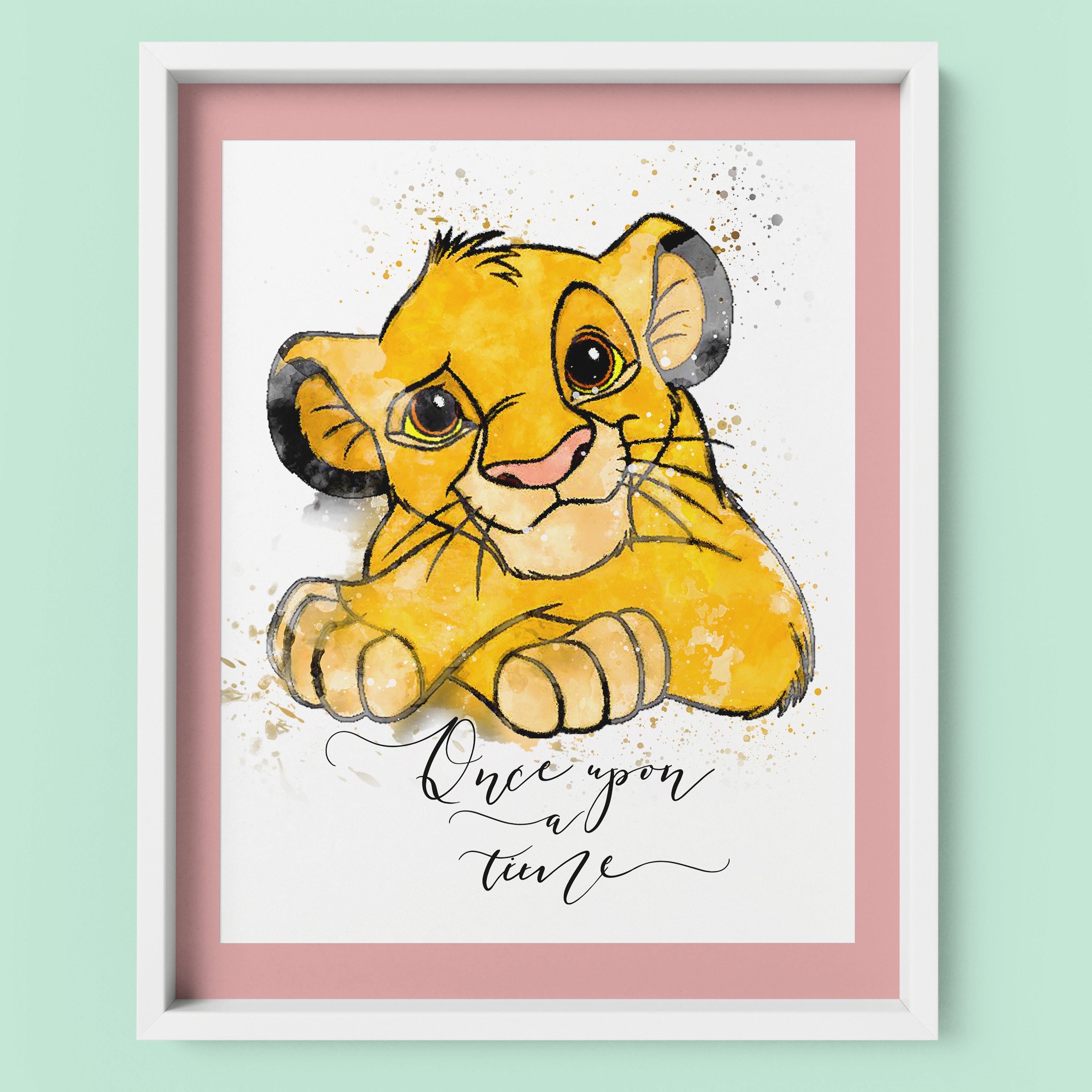 Simba 1 the Lion King Cartoon A3 Watercolour Wall Art Print Home or ...