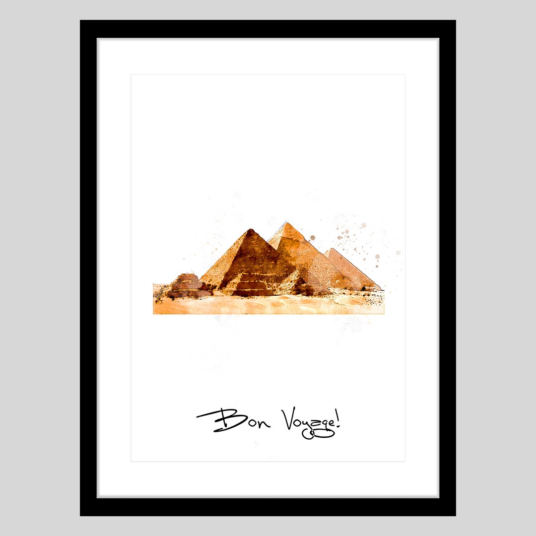 Egypt Pyramids Bon Voyage A3 Watercolour Wall Art Print Home or Office ...