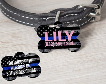 Thin Blue Line Police Dog Tag TBL 2 Sided Back the Blue - Etsy