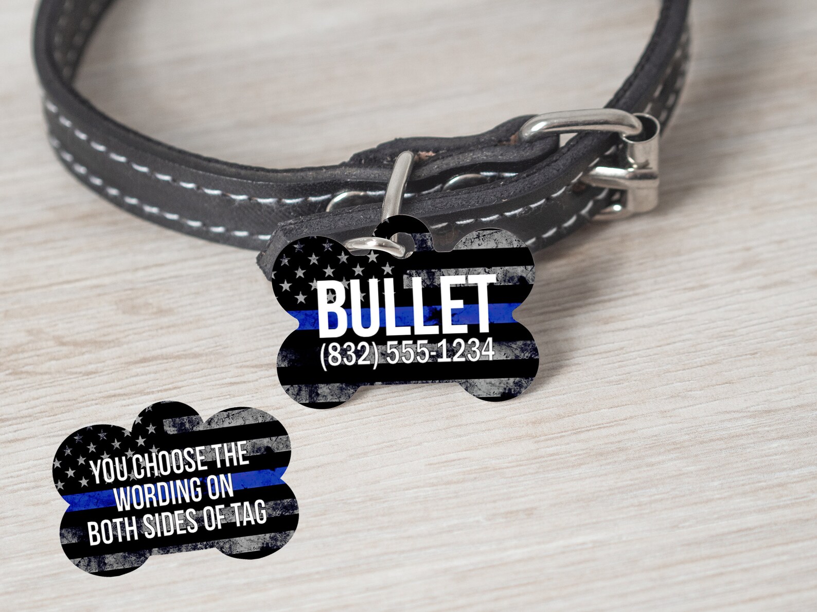 2 Sided TBL Thin Blue Line Police Dog Tag Back the Blue - Etsy