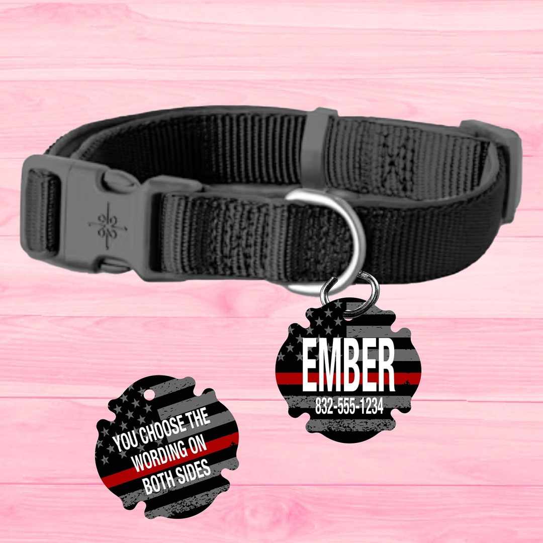 Firefighter Dog Tag | 2-sided Thin Red Line Pet ID | Maltese Cross ...