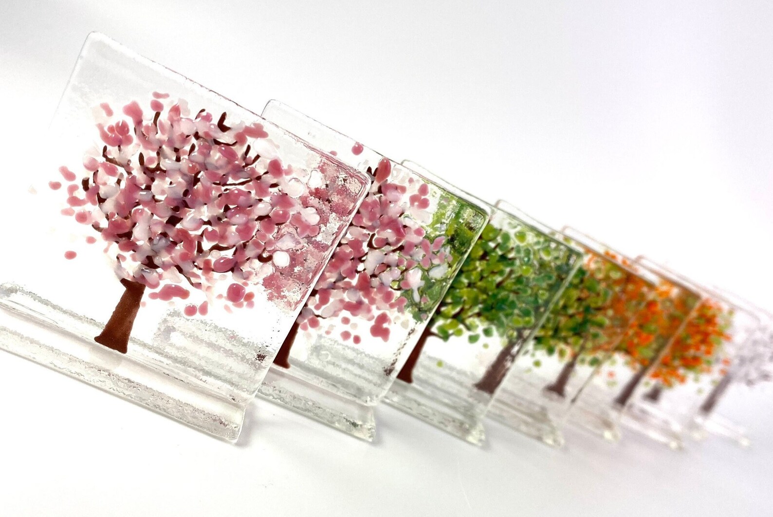 Four Seasons Trees Fused Glass Mini Stand | Etsy