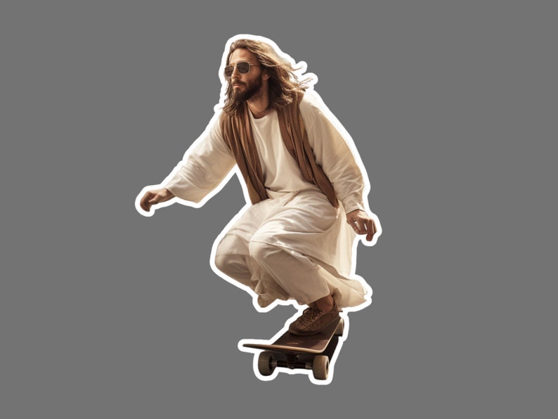 Jesus Skateboarding Skateboard Sticker (single Sticker) - Etsy