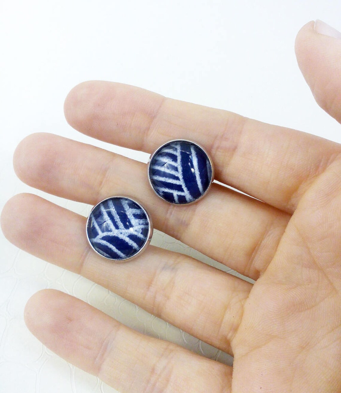 Cufflinks 'victor' Blue and White Japanese Paper - Etsy