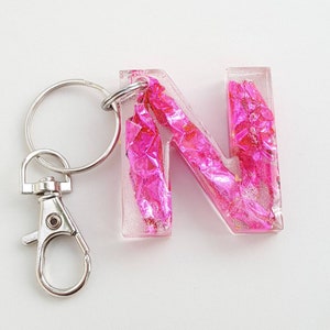 Initial Keyrings, Initial Keychains, Resin Letter Keyring, Pink Initial ...