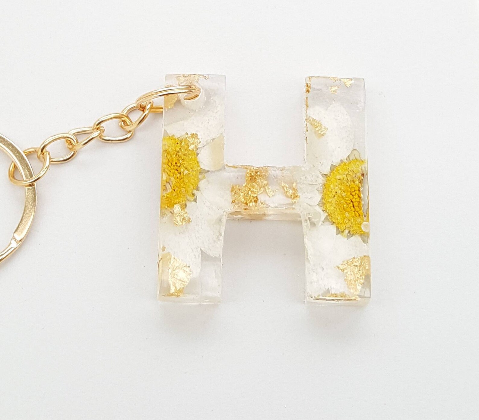 Resin Alphabet Keychain Gold Letter Keychain Personalised - Etsy