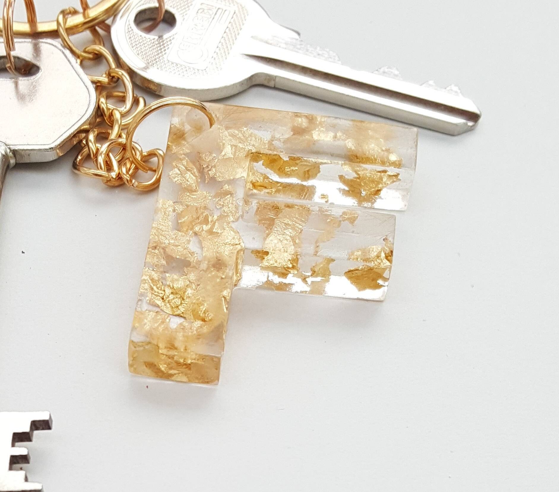 House keyring House Keys Resin Letter Keyring with Gold Leaf | Etsy
