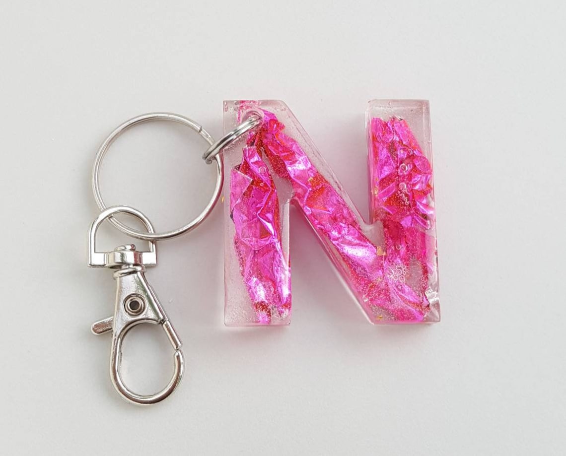 Initial Keyrings Initial Keychains Resin Letter Keyring - Etsy UK