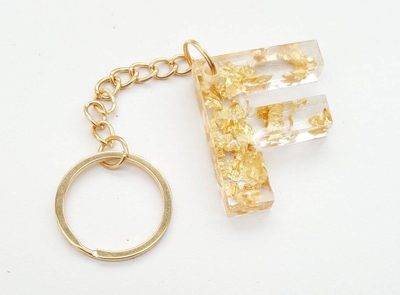 House keyring House Keys Resin Letter Keyring with Gold Leaf | Etsy